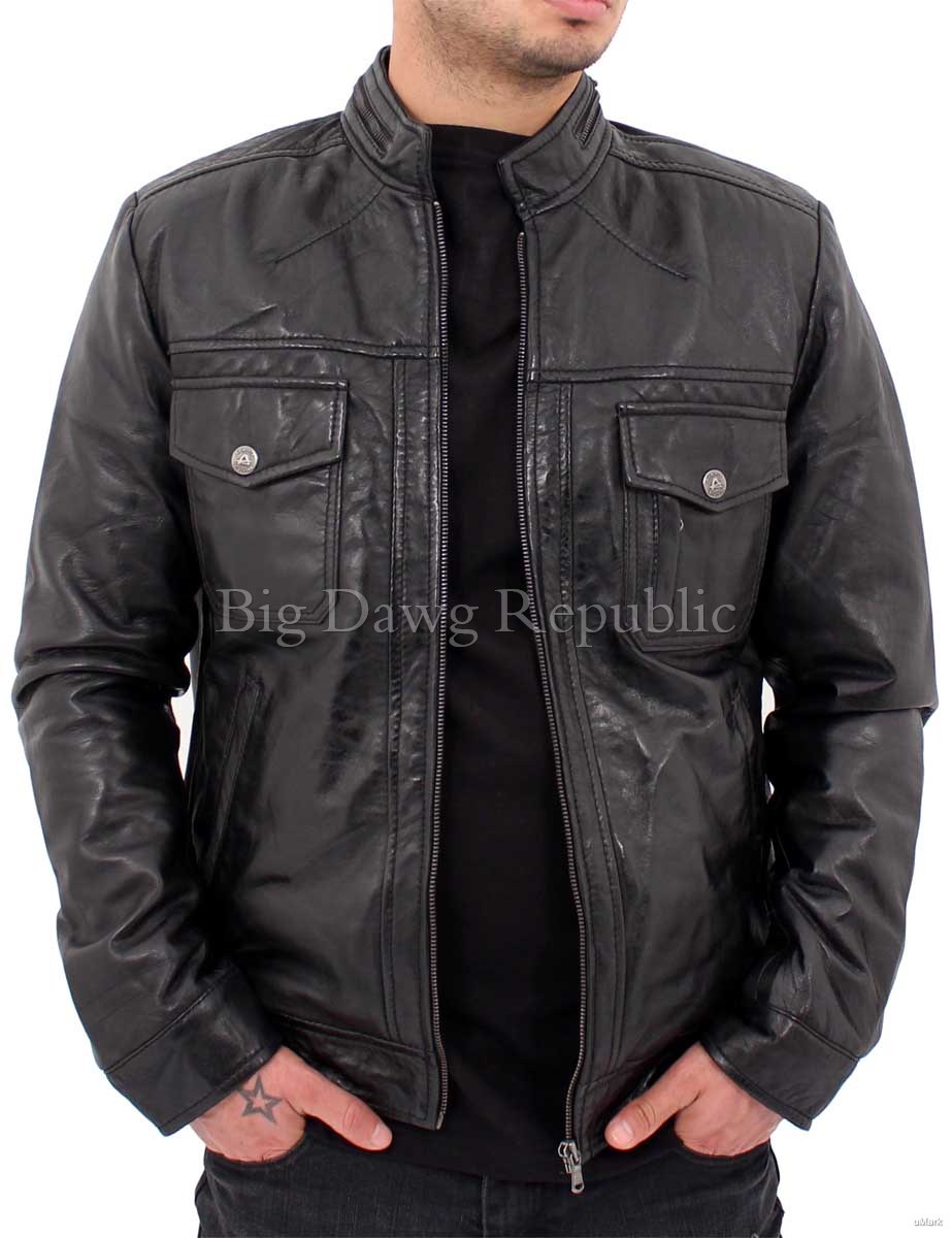 Aviatrix Black Biker Bomber Leather Jacket