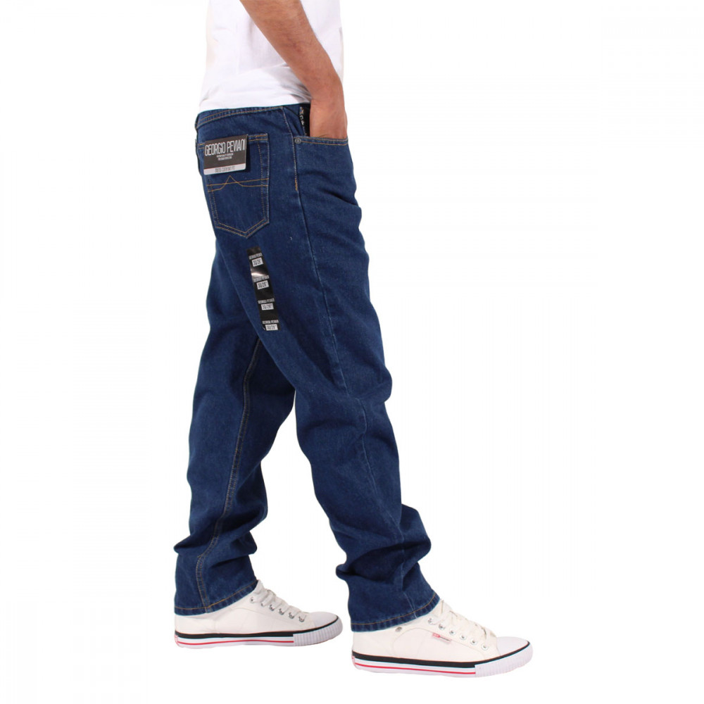Georgio Peviani Men's Dark Blue Comfort Fit Denim Jeans