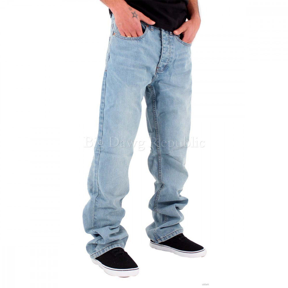 Rocawear Men's Double R Stone Wash Blue Loose Fit Jeans