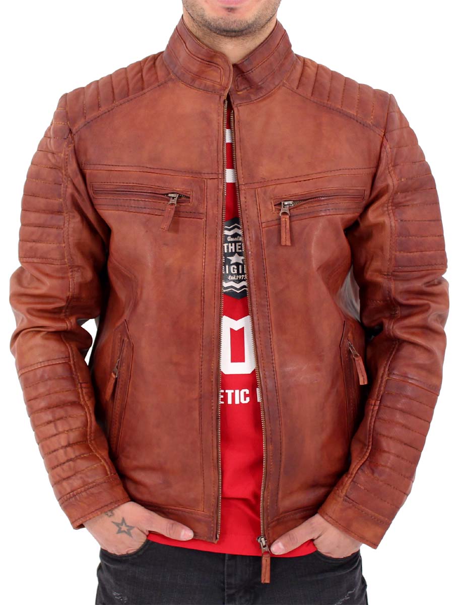 Aviatrix Wilder Zip Quilted Bomber Biker Leather Jacket