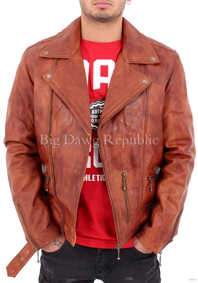 Aviatrix 2454 Cross Retro Zip Biker Leather Jacket
