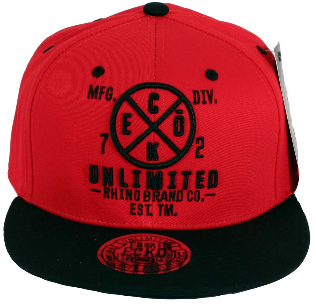 Ecko Unltd 72 Unlimited Mens Ladies Red Snapback Caps