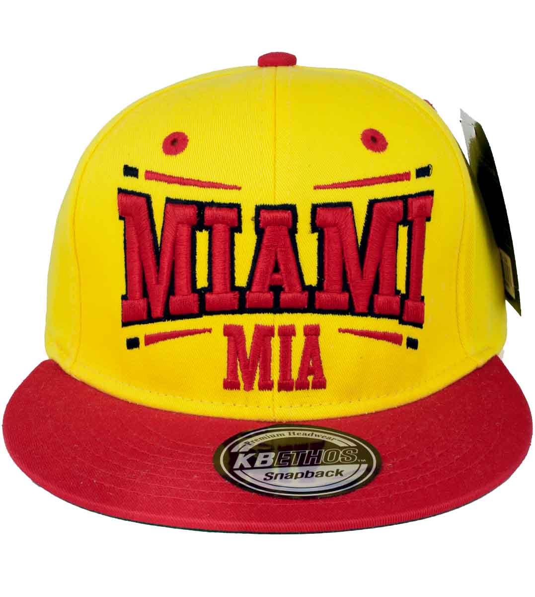 KB Ethos Miami Yellow Red Baseball Snapback Caps