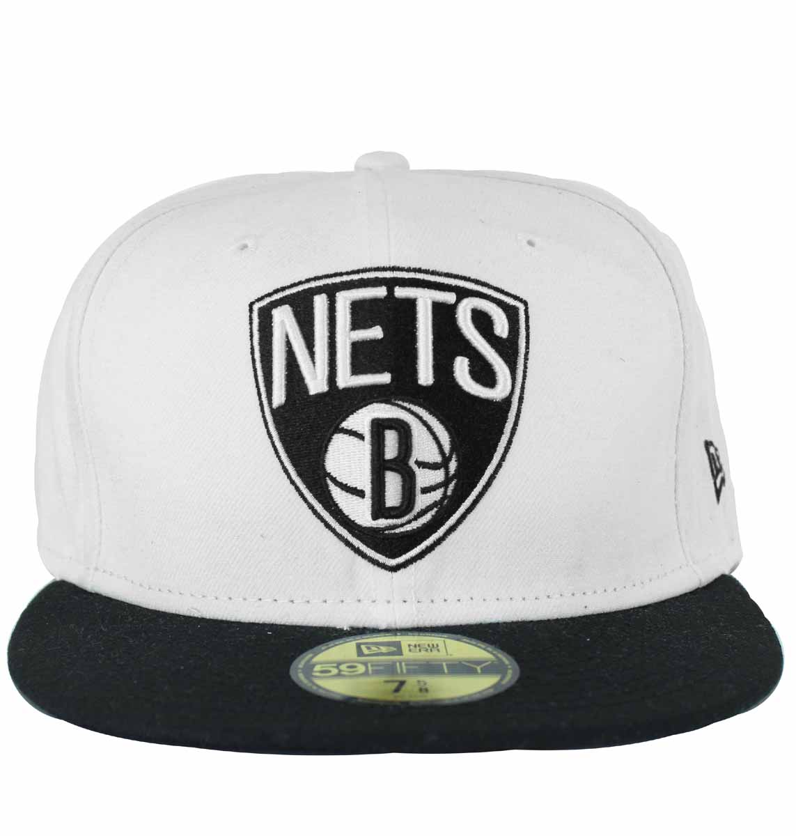 New Era NBA 59Fifty Brooklyn Nets White Black Fitted Baseball Caps