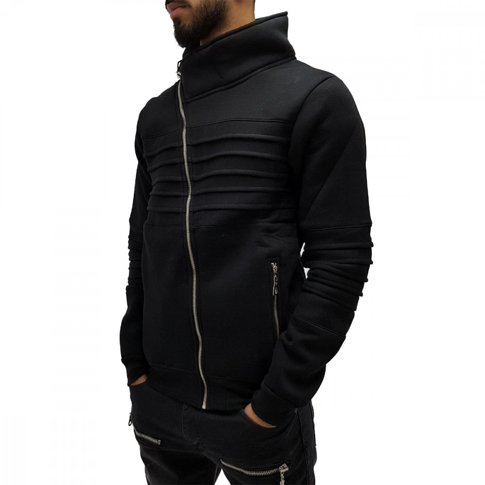 Time Is Money Men's Black Turtle Neck Zip Up Jacket