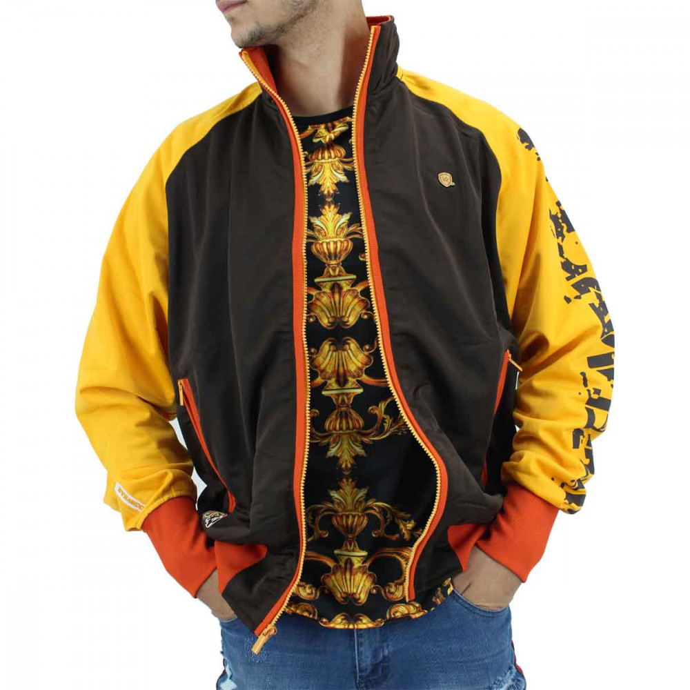 Rocawear Men's Lightweight Chocolate Brown Zip Up Track Jacket