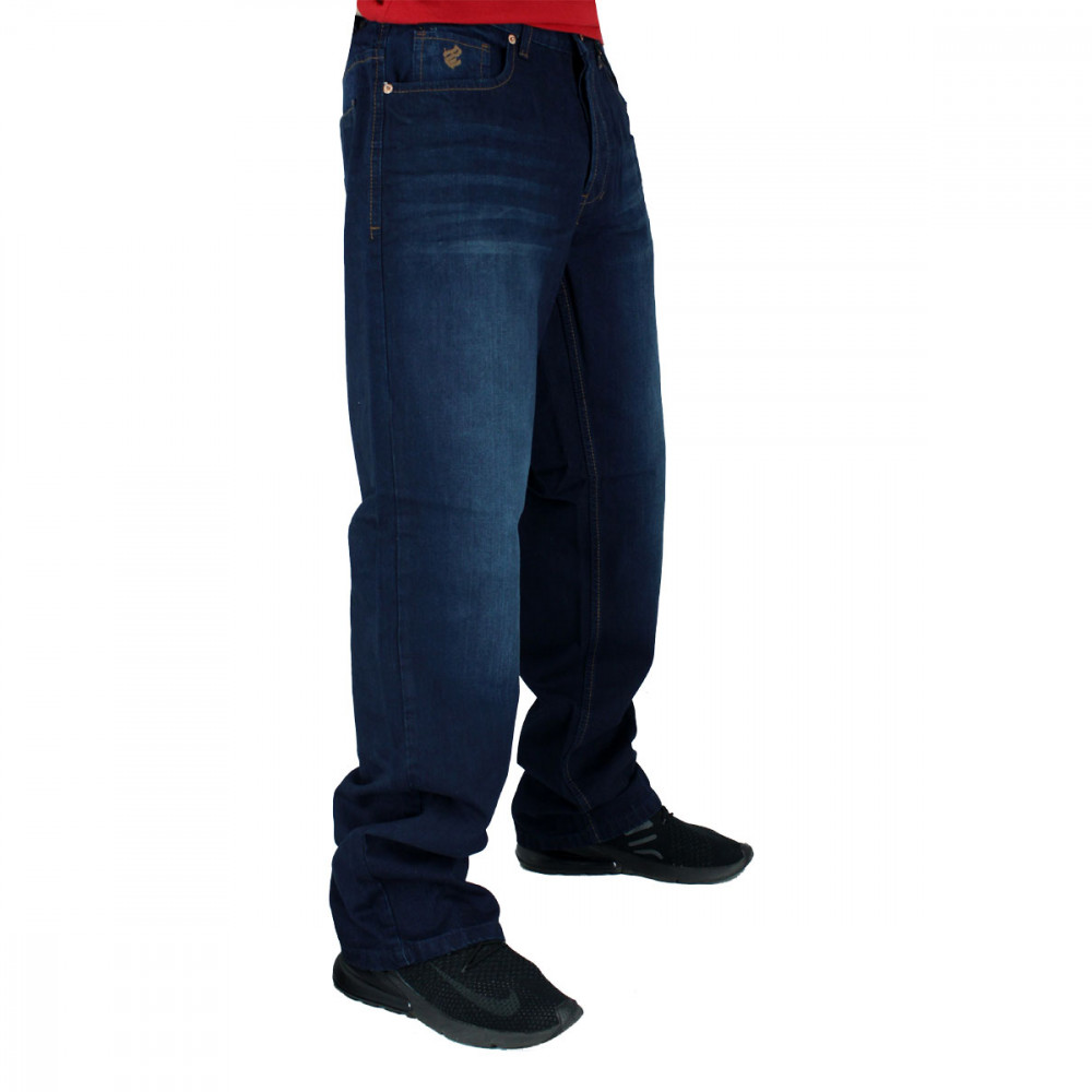 Rocawear Men's Double R Dark Knight Blue Loose Fit Jeans