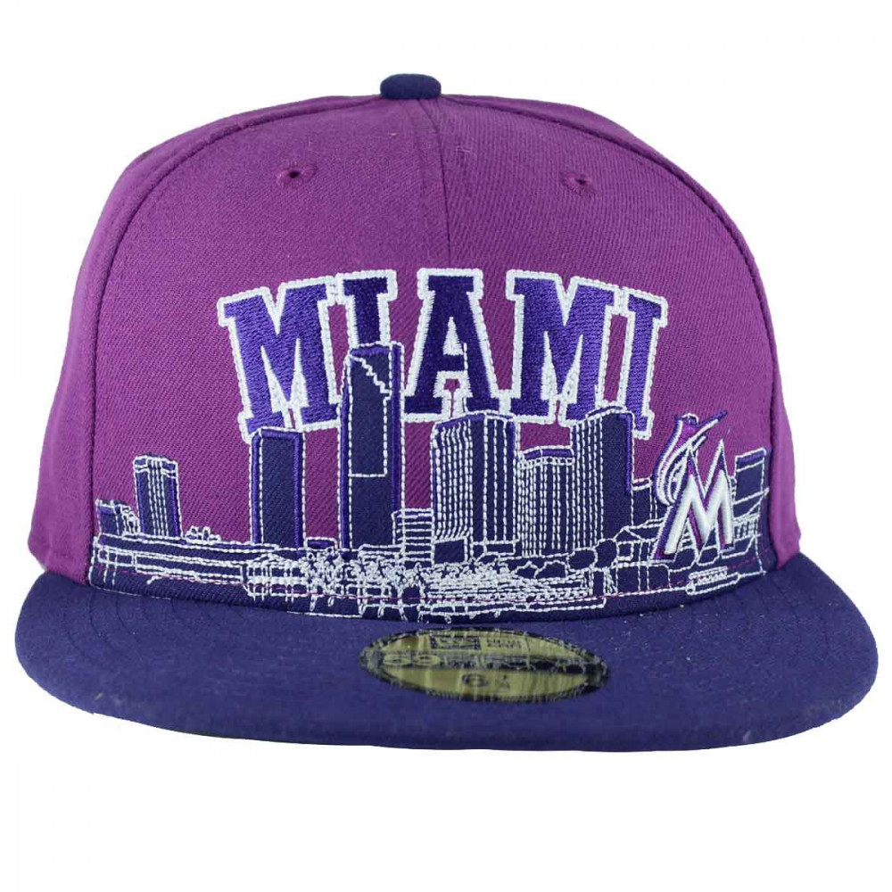 New Era MLB 59Fifty City Line Miami Fitted Baseball Caps