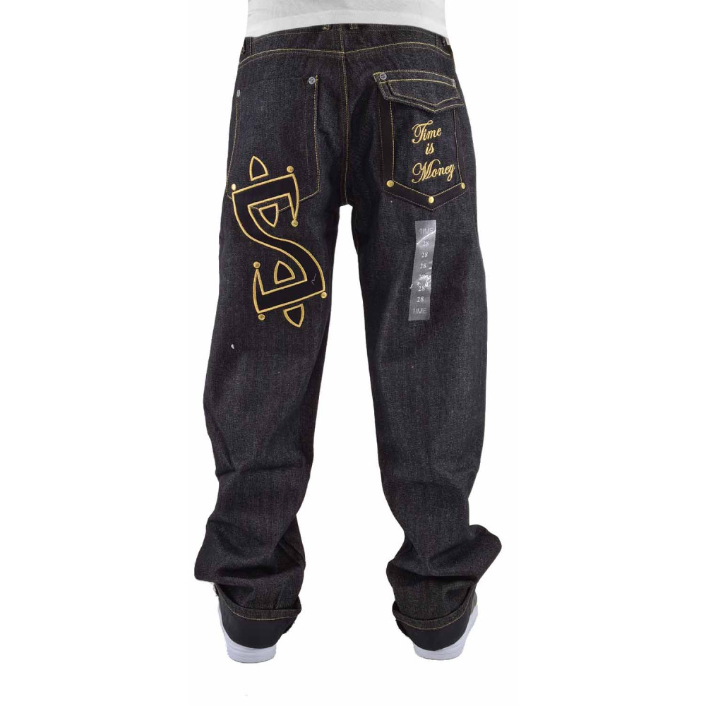 Time Is Money Boy's Kid's Black Loose Hip Hop Dollar Denim Jeans