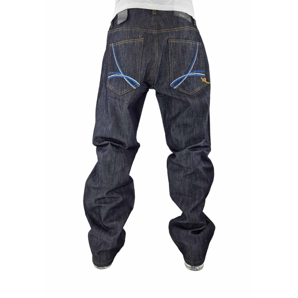 Rocawear Men's ROC-81 Raw Indigo Curry Glade Loose Fit Denim Jeans