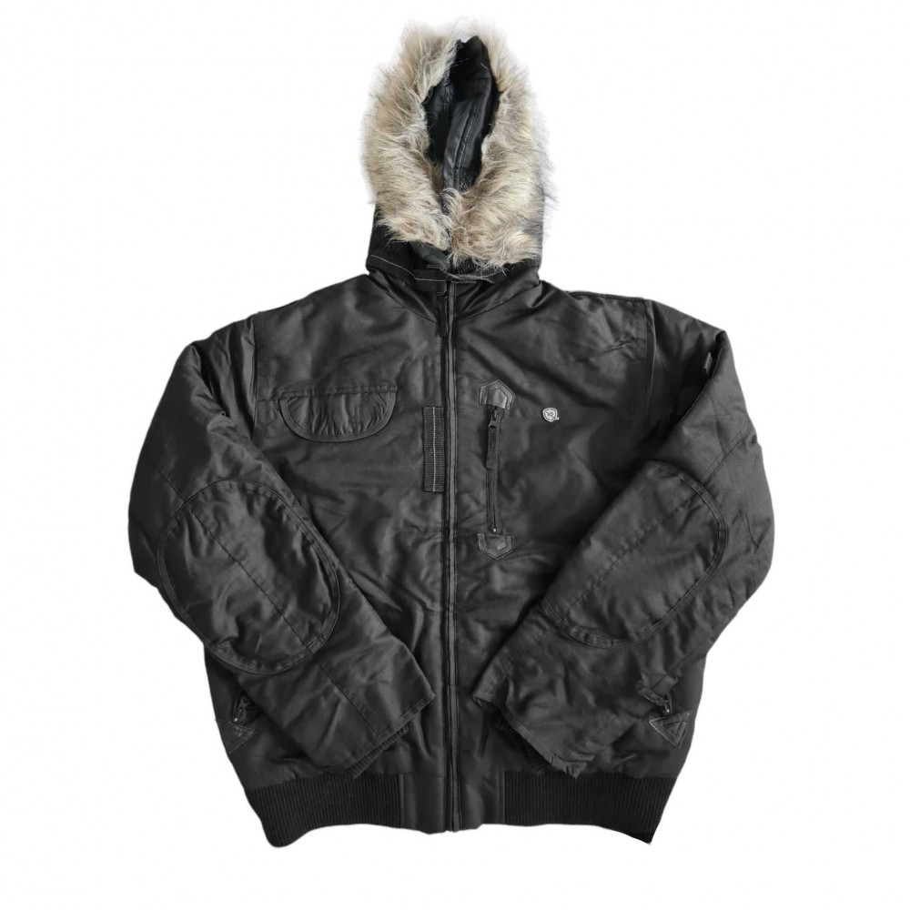 Rocawear Men's Black Designer Urban Padded Fur Hooded Baseball Bomber ...