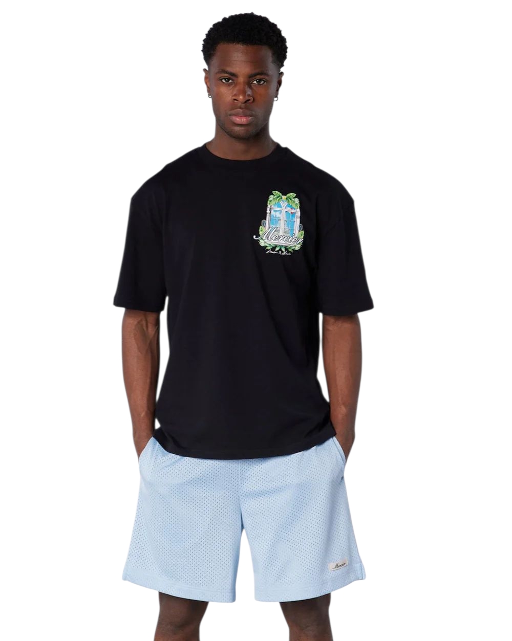 Mercier Men's Balcony Black Graphic T-Shirt 100% Cotton 220 GSM ...